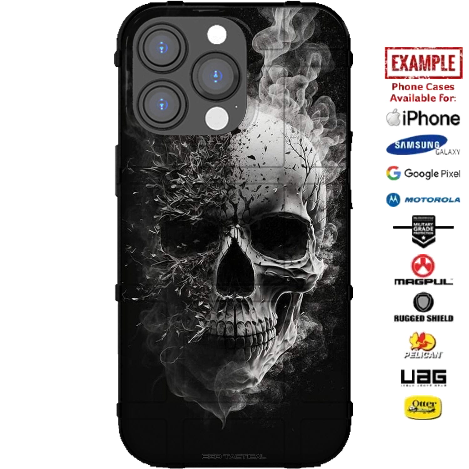 Smoking Tree Bush Skull Custom Printed Android & Apple Phone Case Desi ...