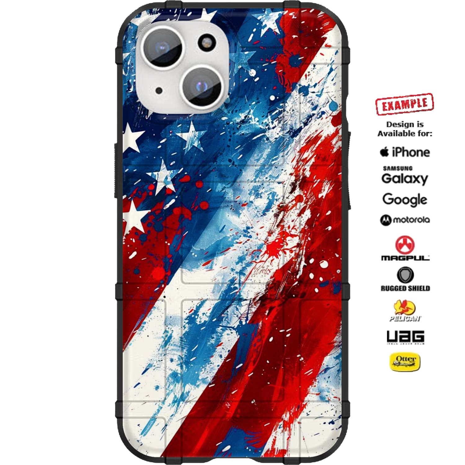 USA Flag Artistic Splatter Paint Custom Printed Case Design for Apple ...