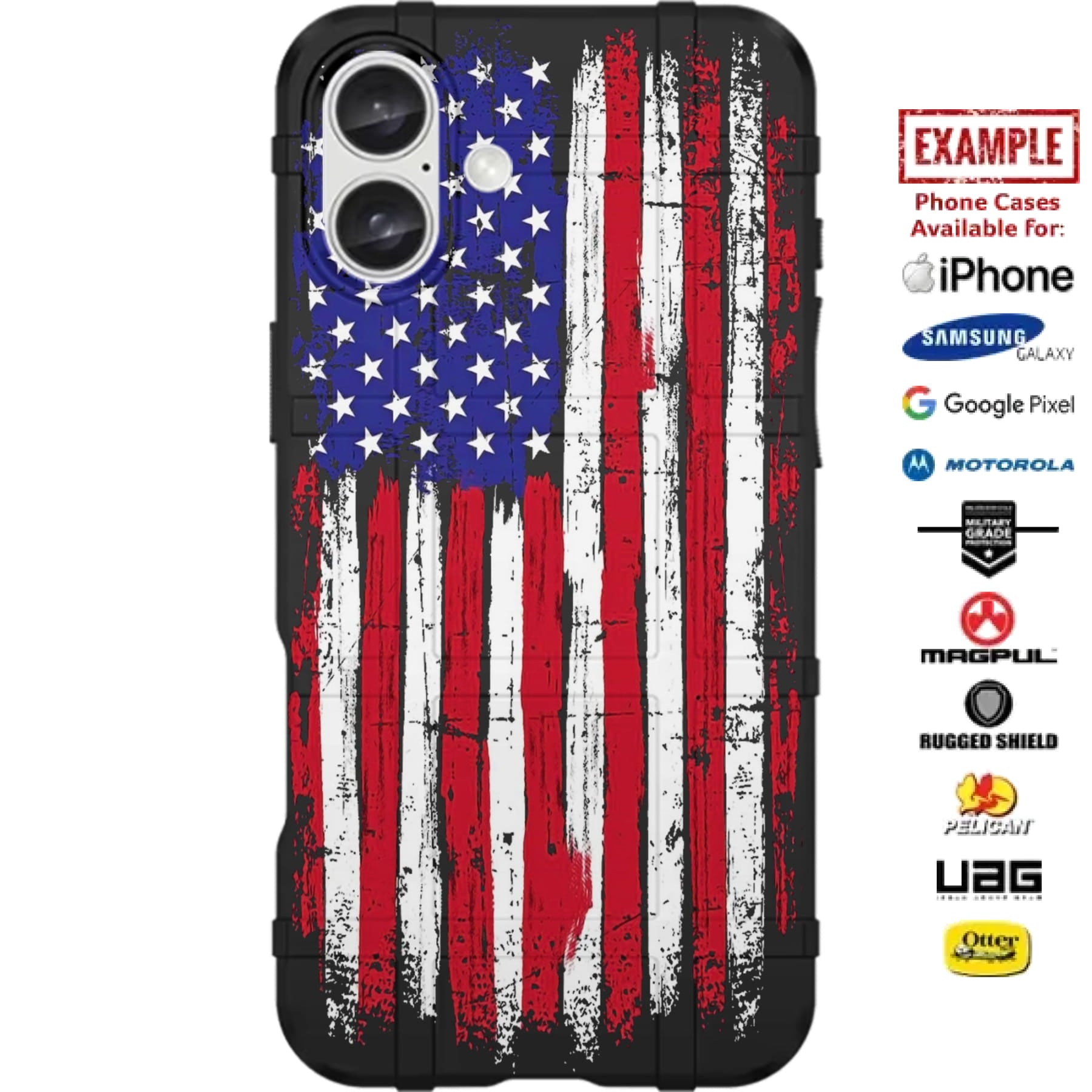 Tattered Old Glory, Red White Blue US American Flag Custom Printed Cas ...