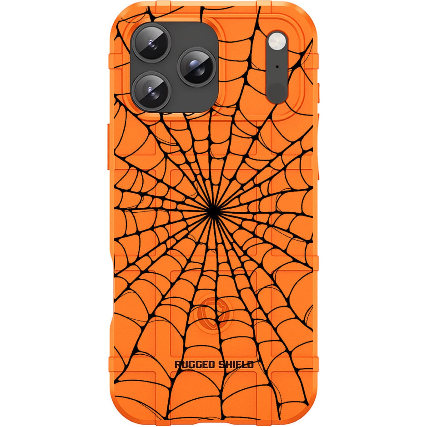Orange Rugged Shield TPU Case with MagSafe Ring - Spider Web Design fo ...