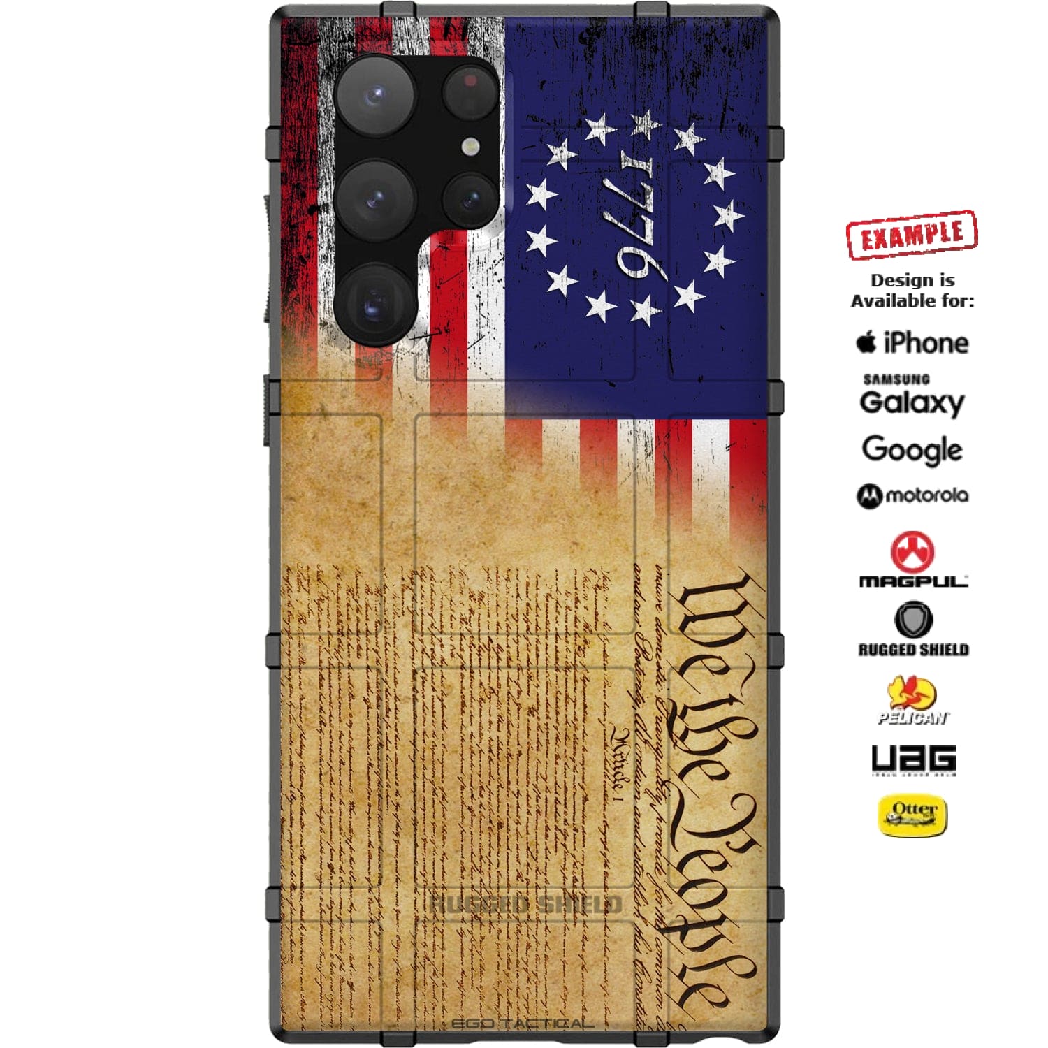 US 13-Star 1776 American Flag Constitution Faded Tattered Flag Custom ...