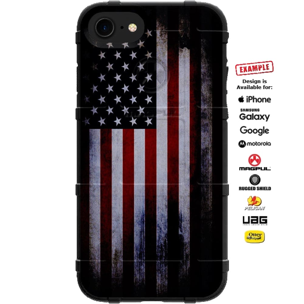 US American Flag Tattered Reversed Custom Printed Android & Apple Phon ...