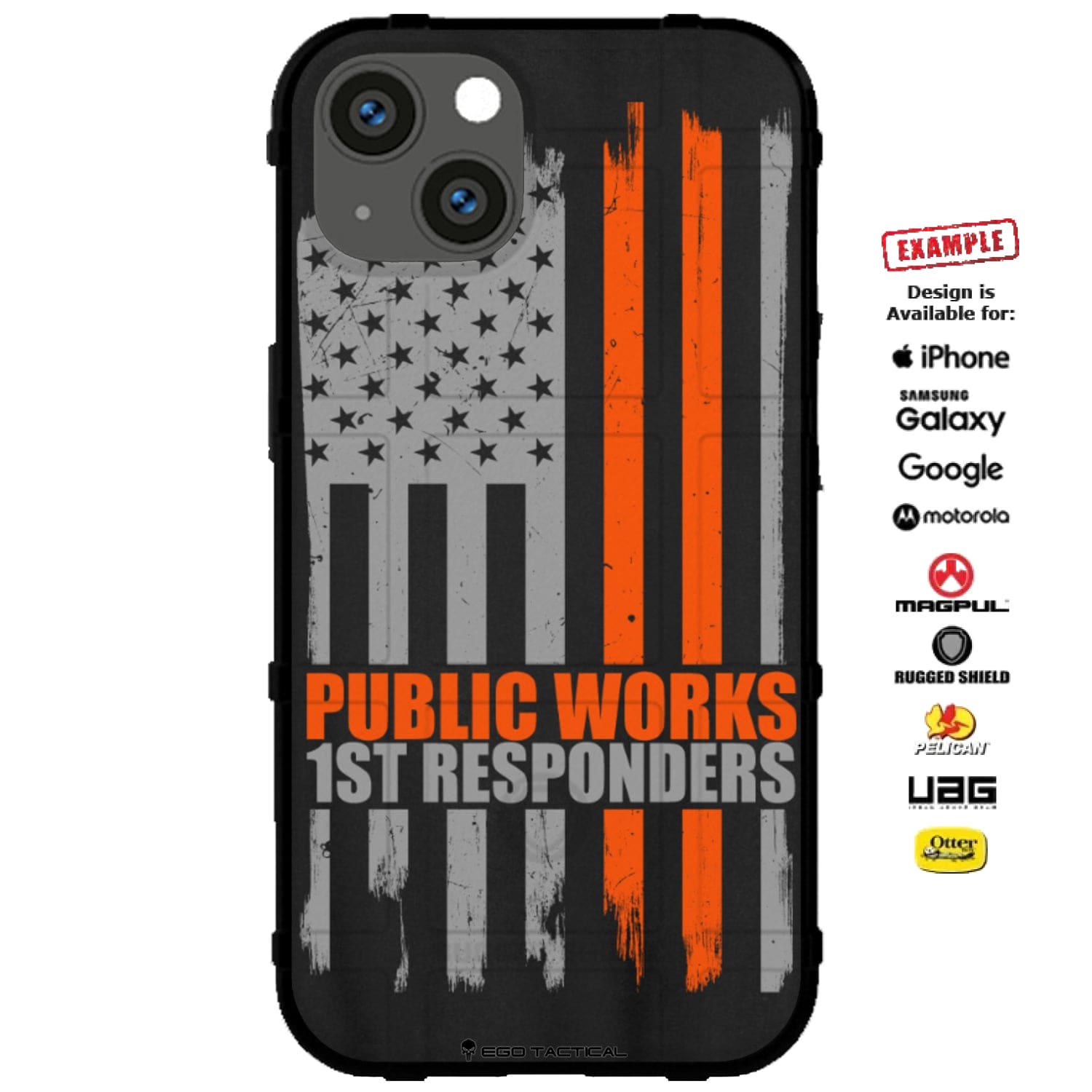 DPW Public Workers First Responders Text Grey Flag Custom Printed Andr ...