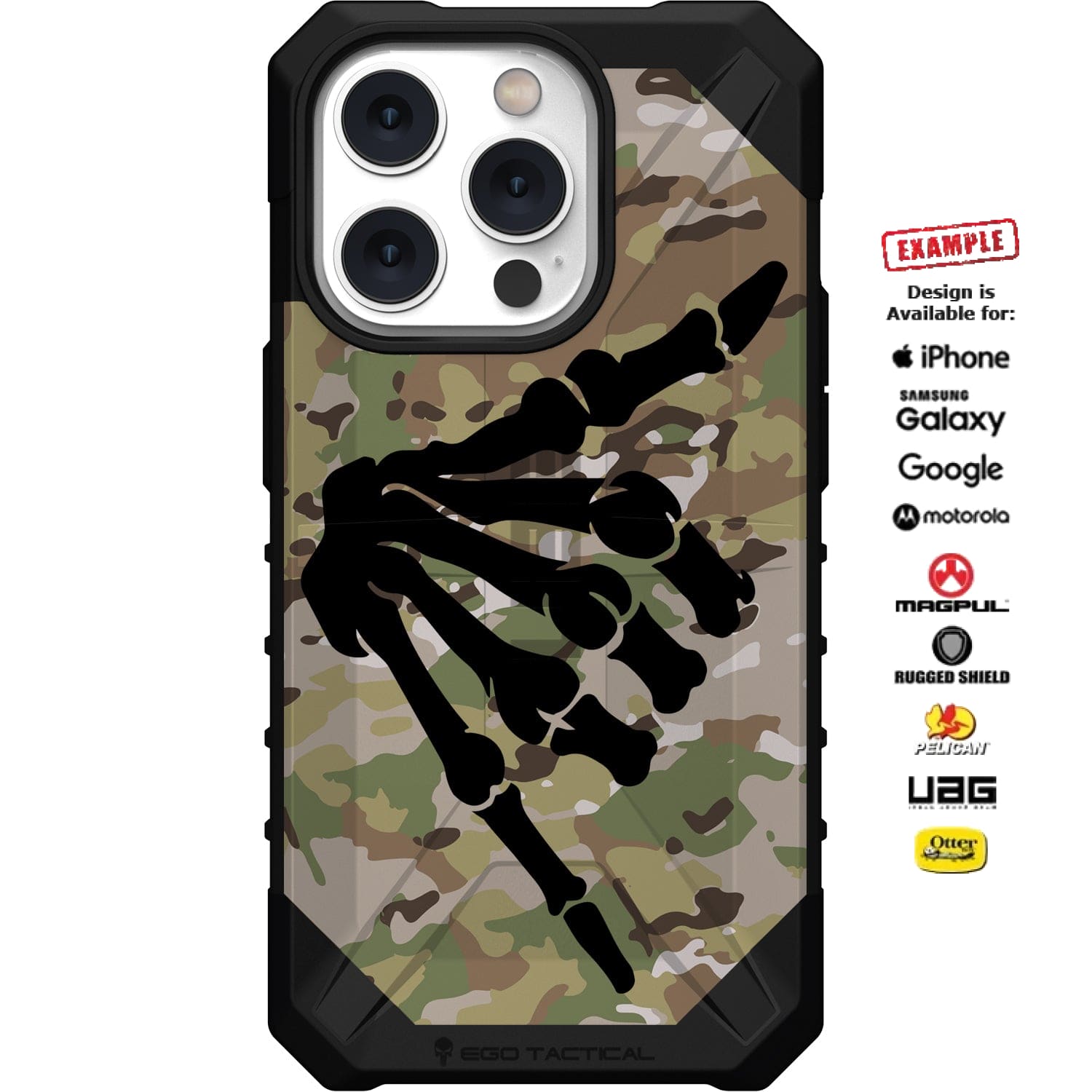 Shaka Hang Loose Skeleton Hand on US Military Camouflage Custom Printe ...