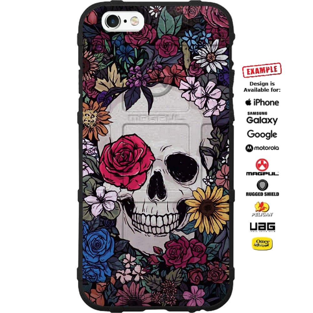Colorful Flowers over Skull Custom Printed Android & Apple Phone Case ...